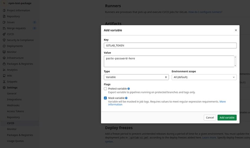 How to create a private npm package on GitLab